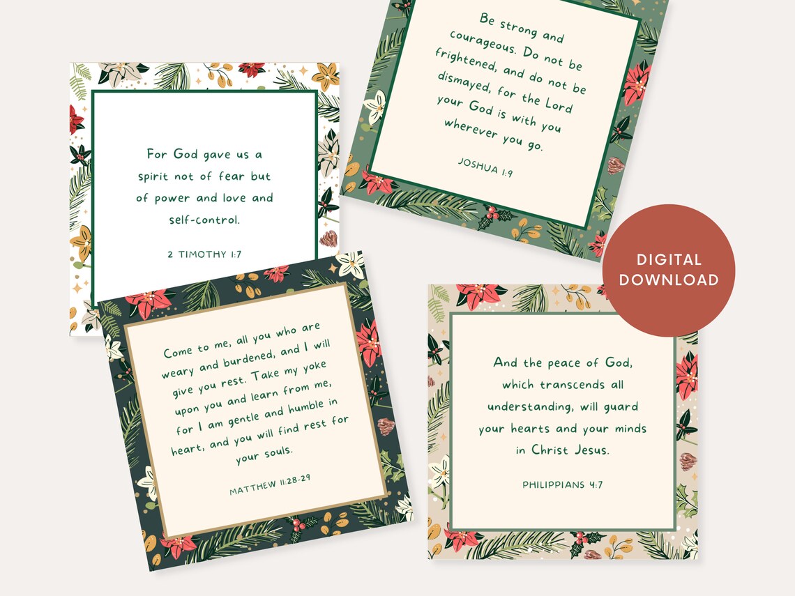Christmas Scripture Cards Printable Encouraging Bible Verse - Etsy