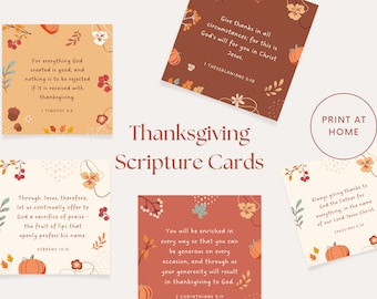 Thanksgiving Scripture Cards: Bible Verse Flashcards (digital Download ...