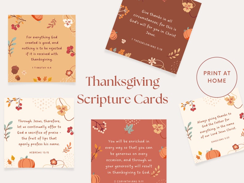 Thanksgiving Scripture Cards | Fall Bible Verse Cards | Digital ...