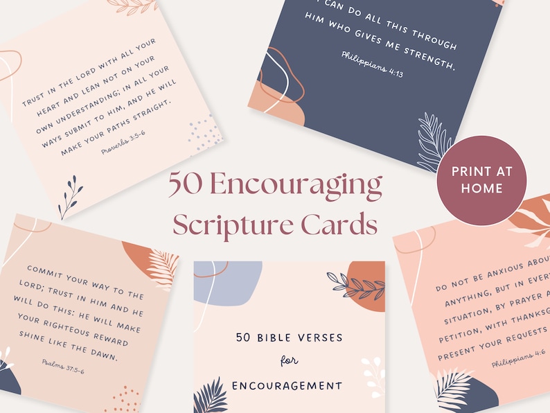 50 Encouraging Scripture Cards Printable, Bible Verses for Anxiety ...