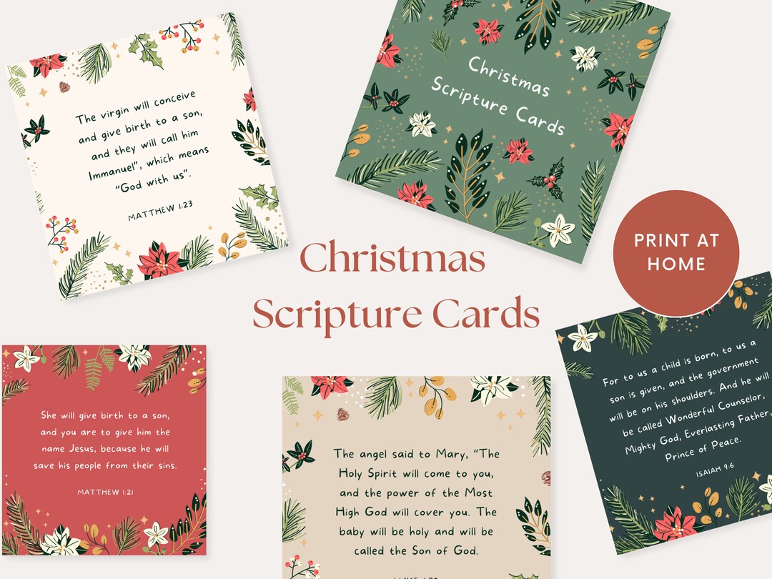 Christmas Bible Verses, Christmas Scripture Cards Printable, Christian ...