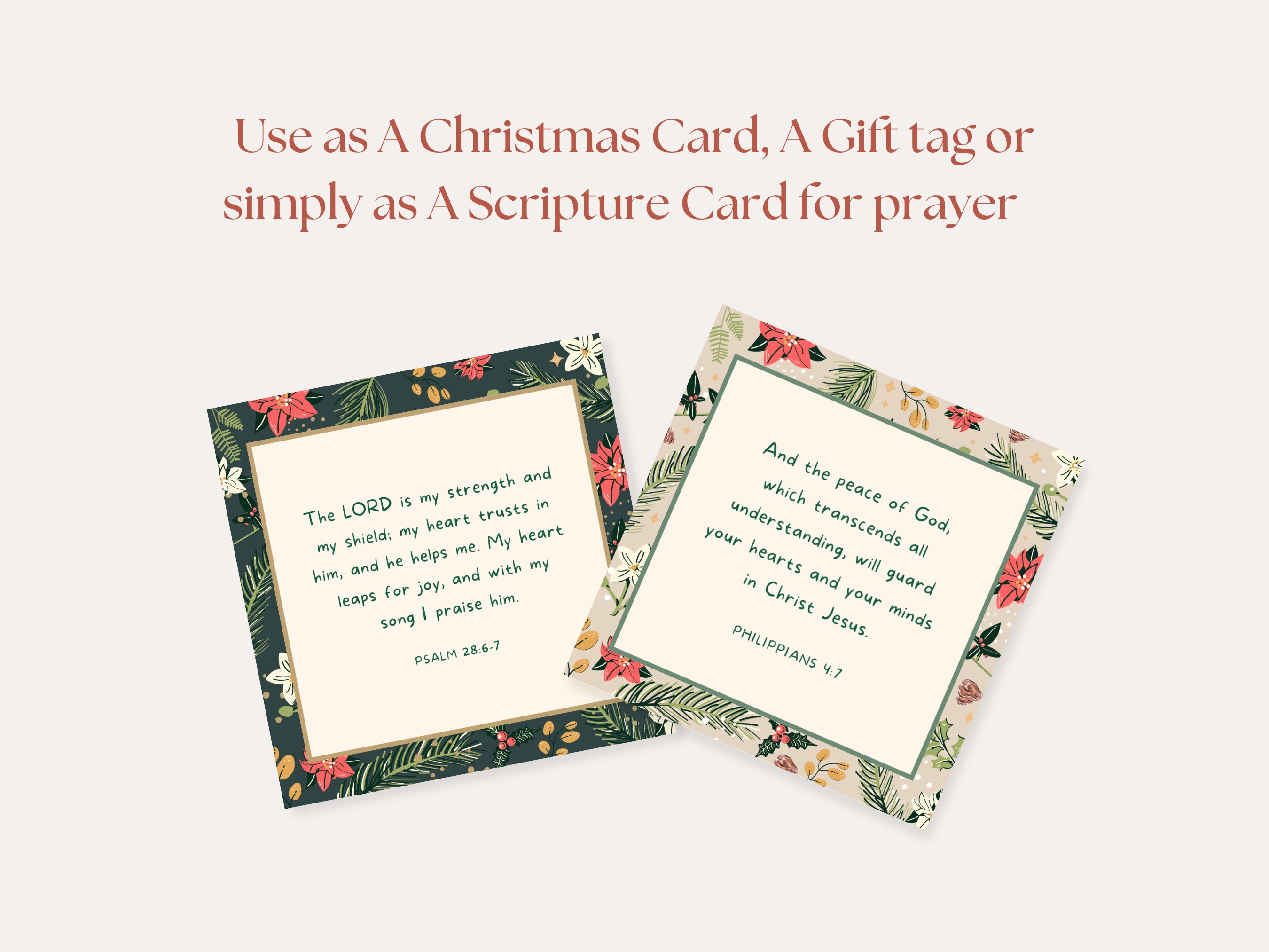 Christmas Scripture Cards Printable, Encouraging Bible Verse Cards ...