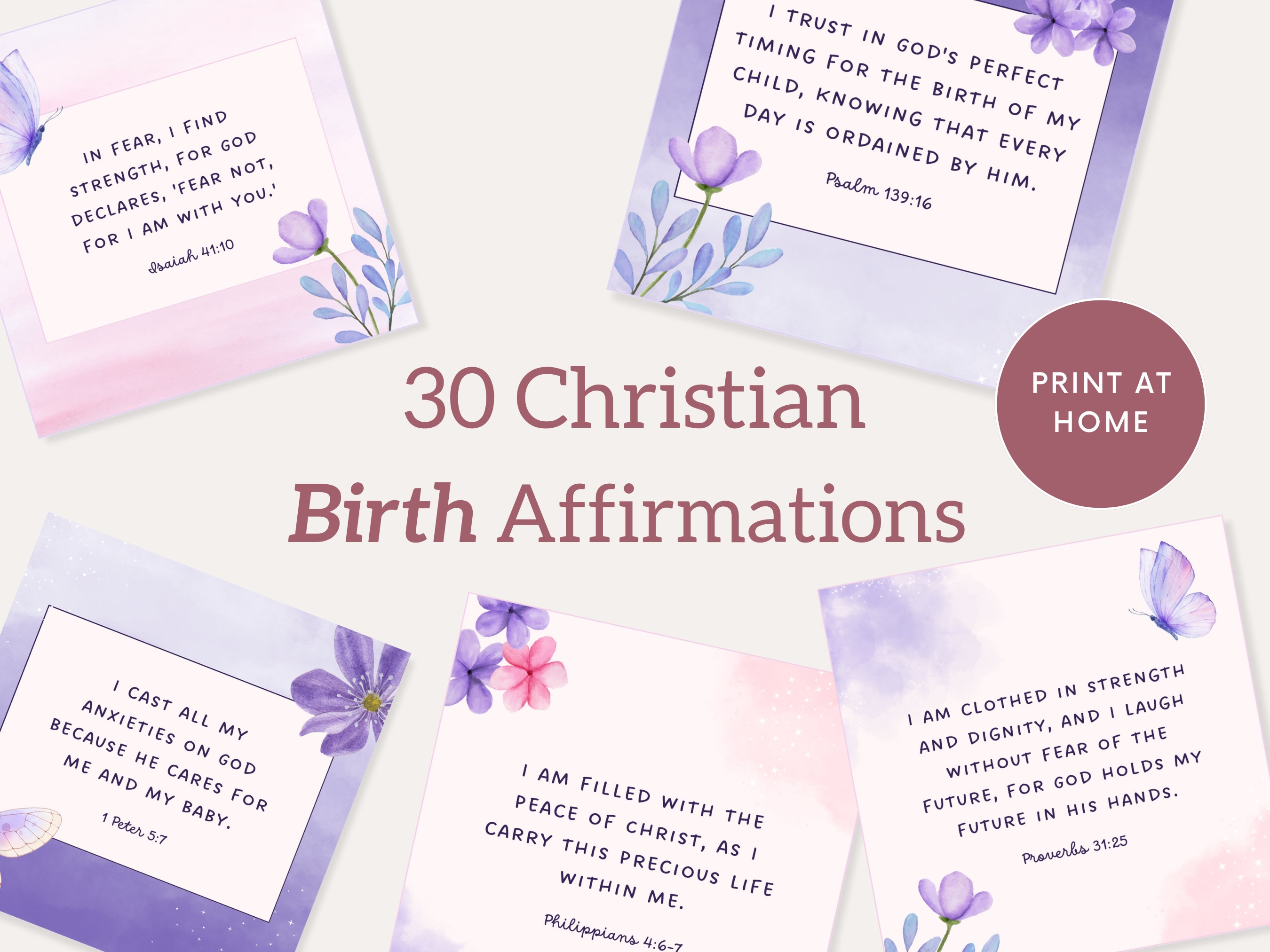 30 Christian Birth Affirmation Cards Printable, Uplifting Biblical ...
