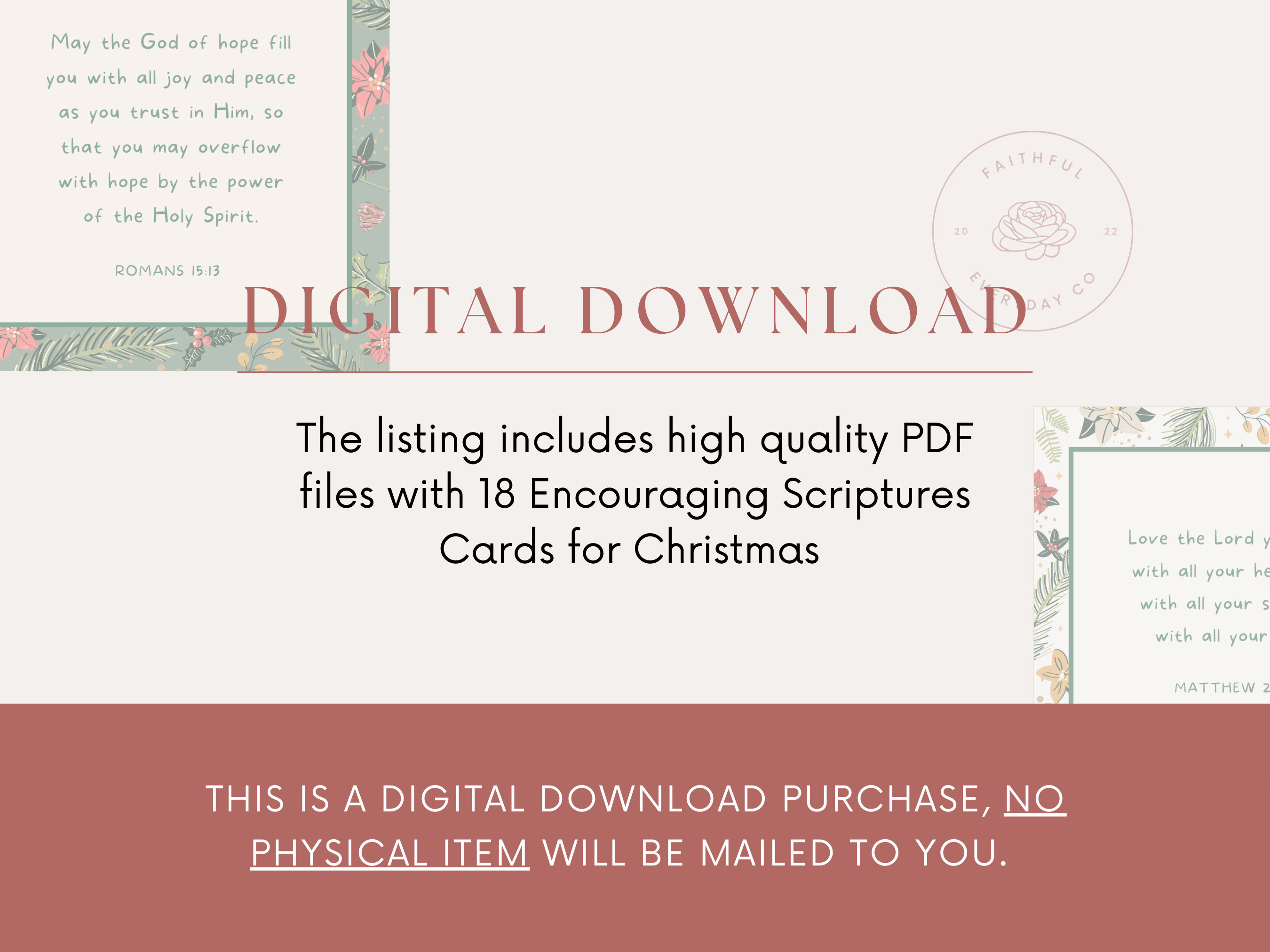 Christmas Scripture Cards Printable, Encouraging Bible Verse Cards ...