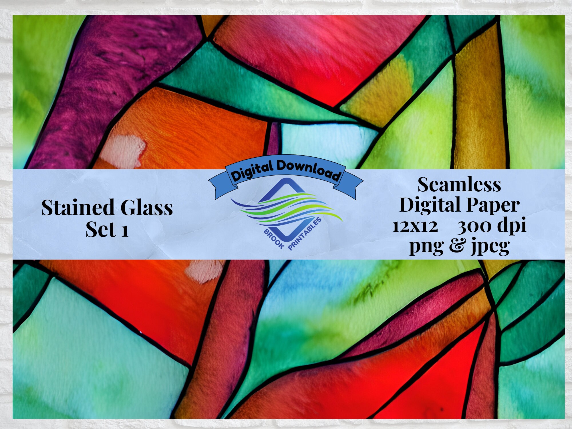Seamless Stained Glass Digital Paper Vivid Color Designs - Etsy Australia