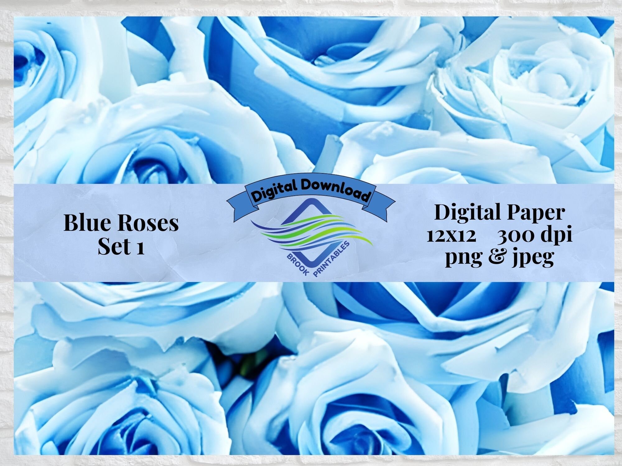 Blue Roses Digital Paper Pack Set 1 High-quality Instant Download ...