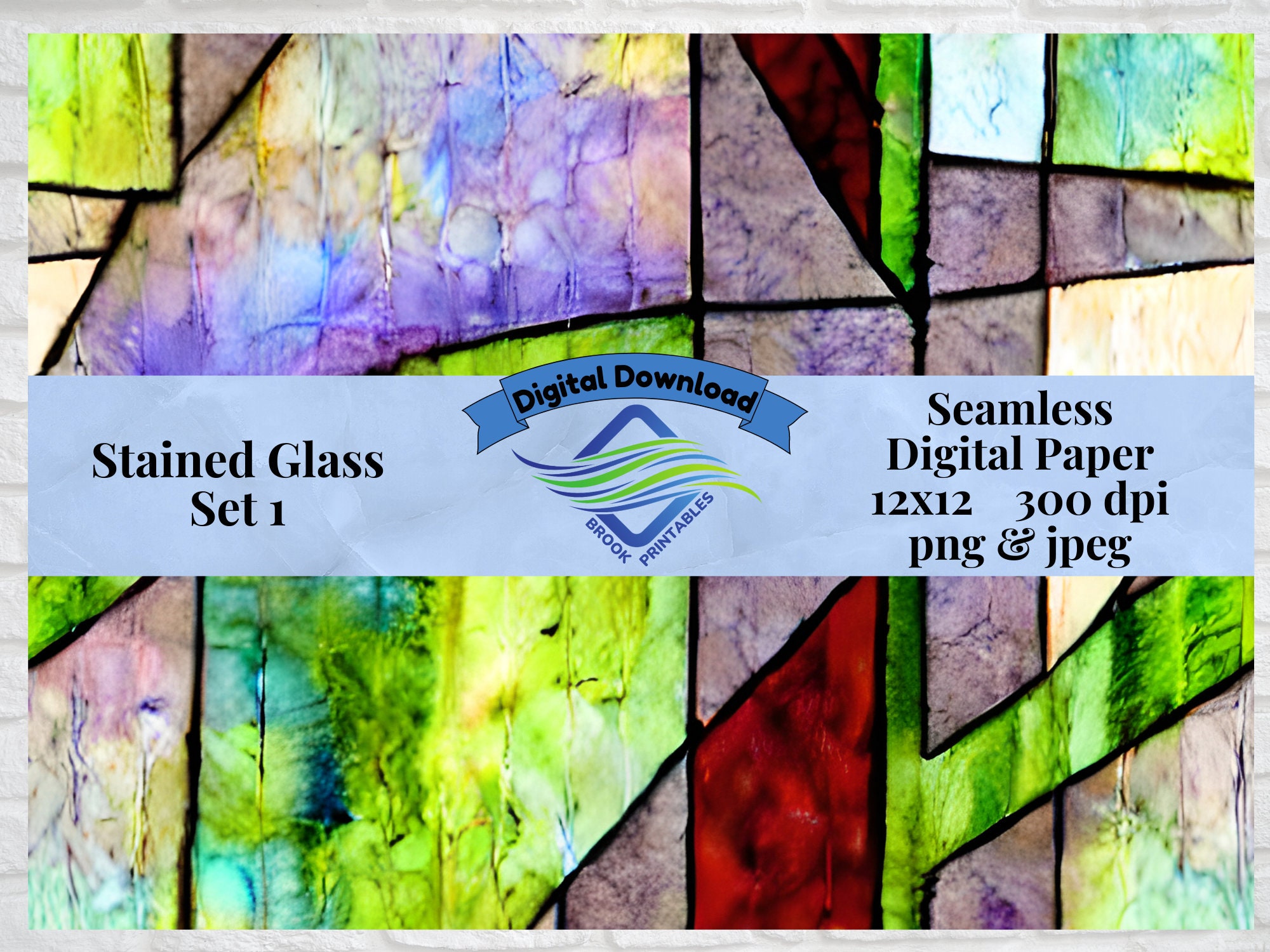 Seamless Stained Glass Digital Paper Vivid Color Designs - Etsy Australia