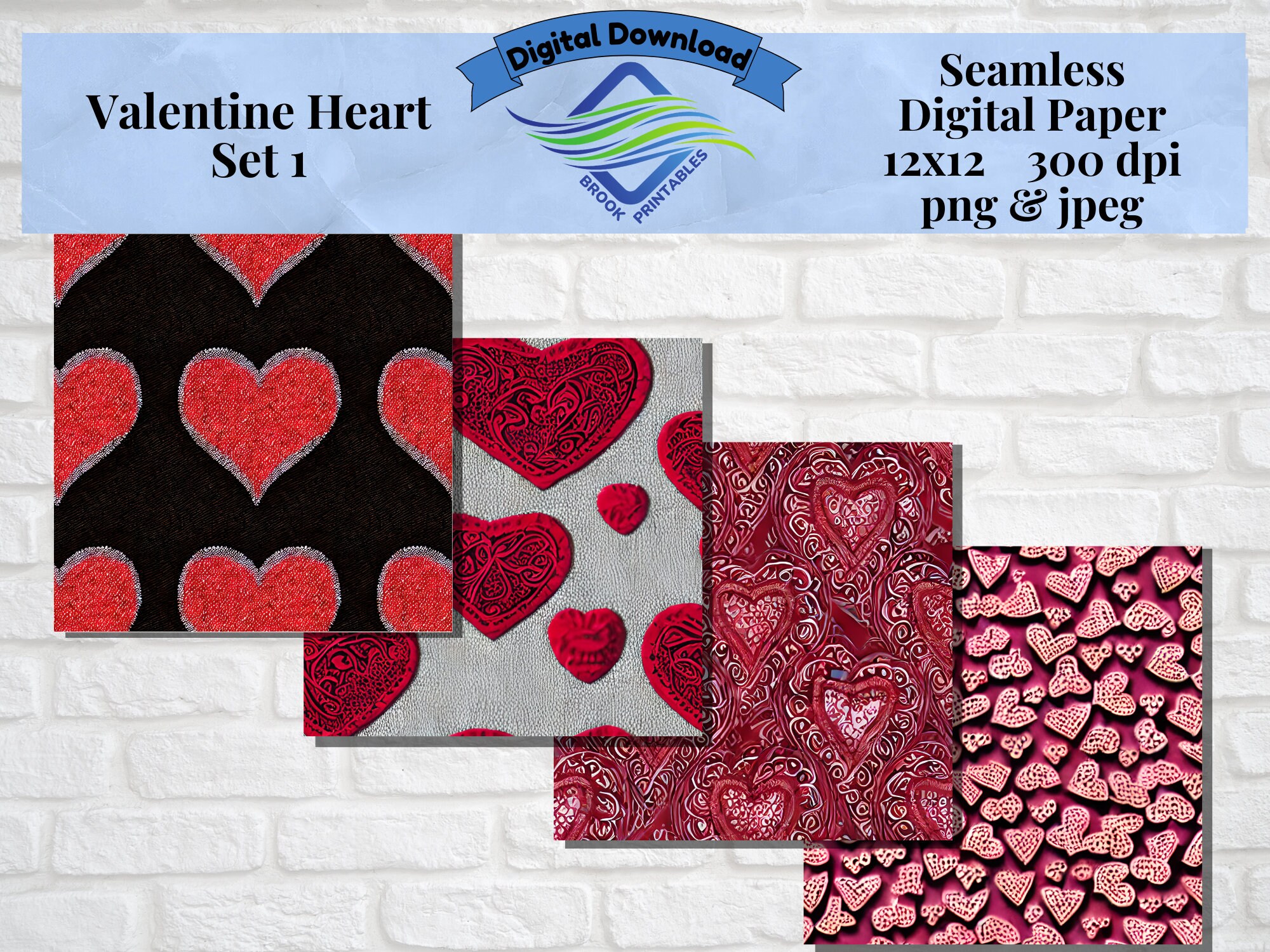 Seamless Valentine Hearts Digital Paper, Vivid Details, Digital ...