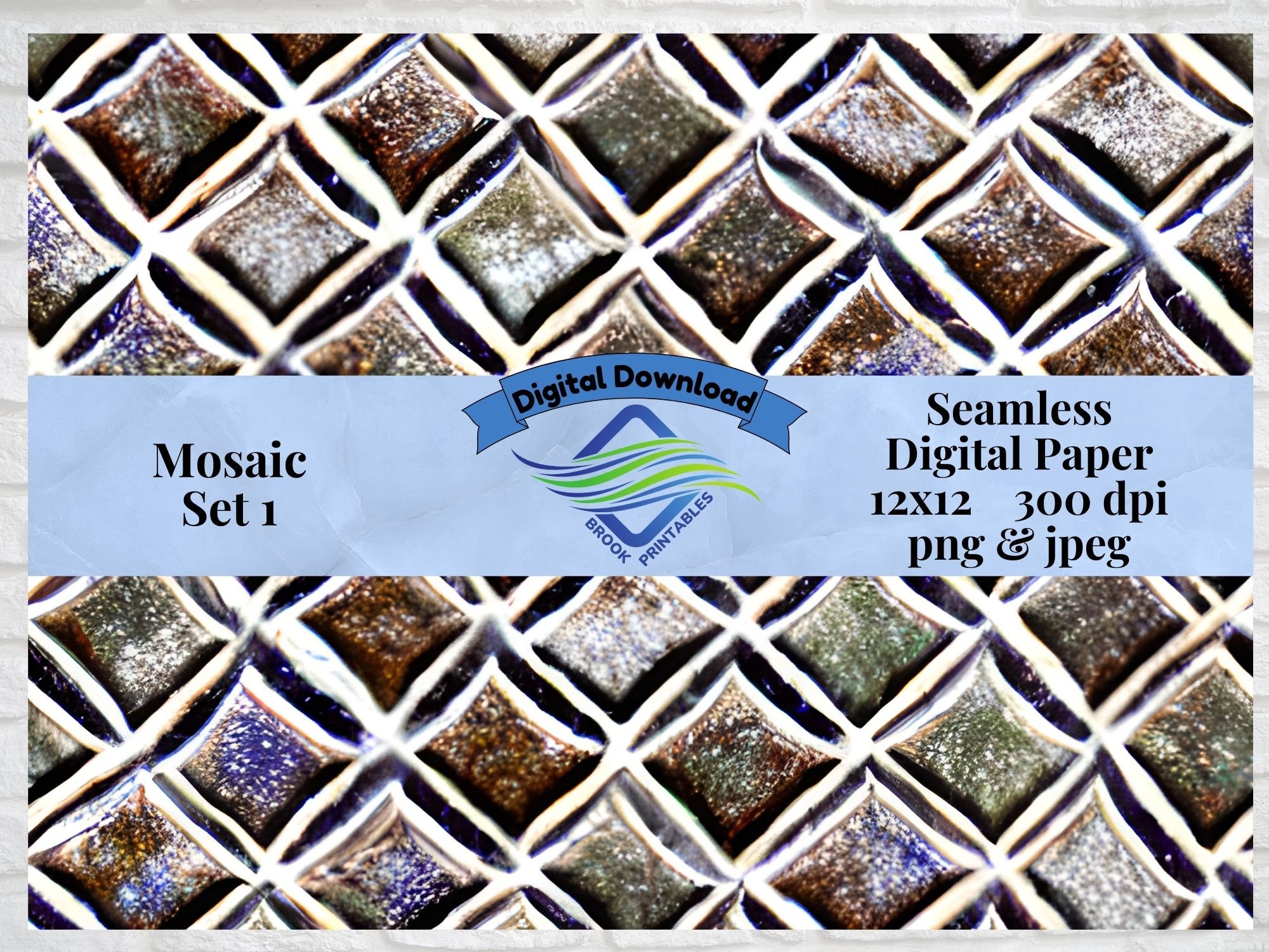Seamless Mosaic Digital Paper, Mosaic Tile Designs, Scrapbooking Paper ...