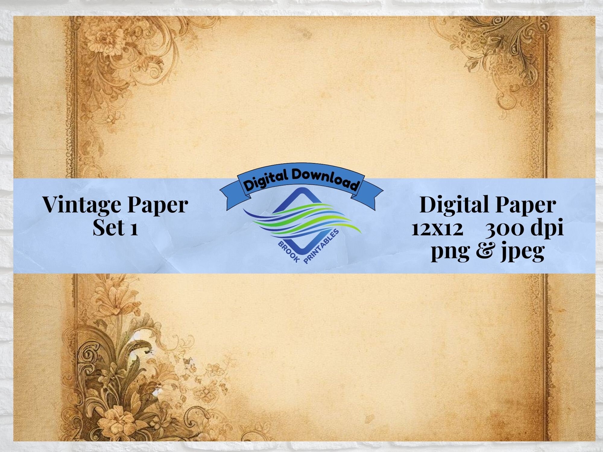 Vintage Paper Set 1 in JPG and PNG Formats, Old World Paper, Brown Edge ...