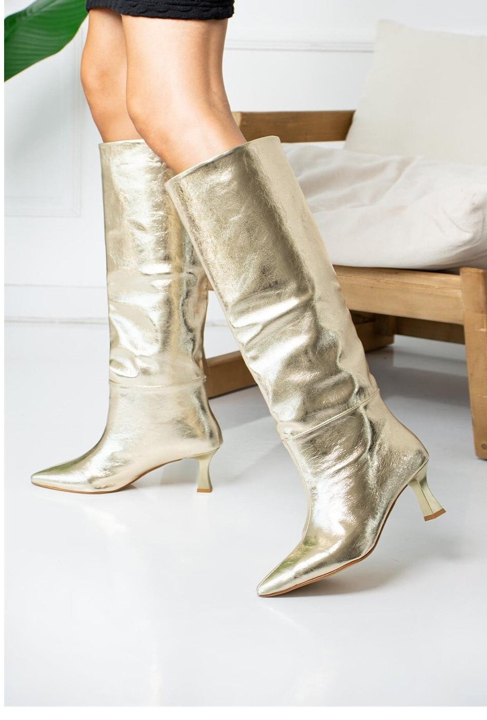 Women Gold Mirror Boot,long Boot,wedding Boot,wedding Bootie,christmas ...