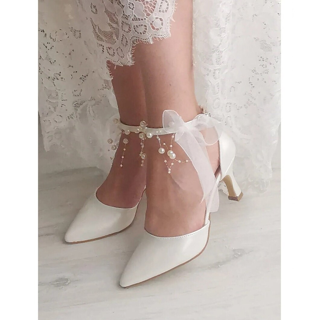 Pearl Bride Shoes,white Pearl Wedding Shoe,bridal Shoe,pearl Ankle ...