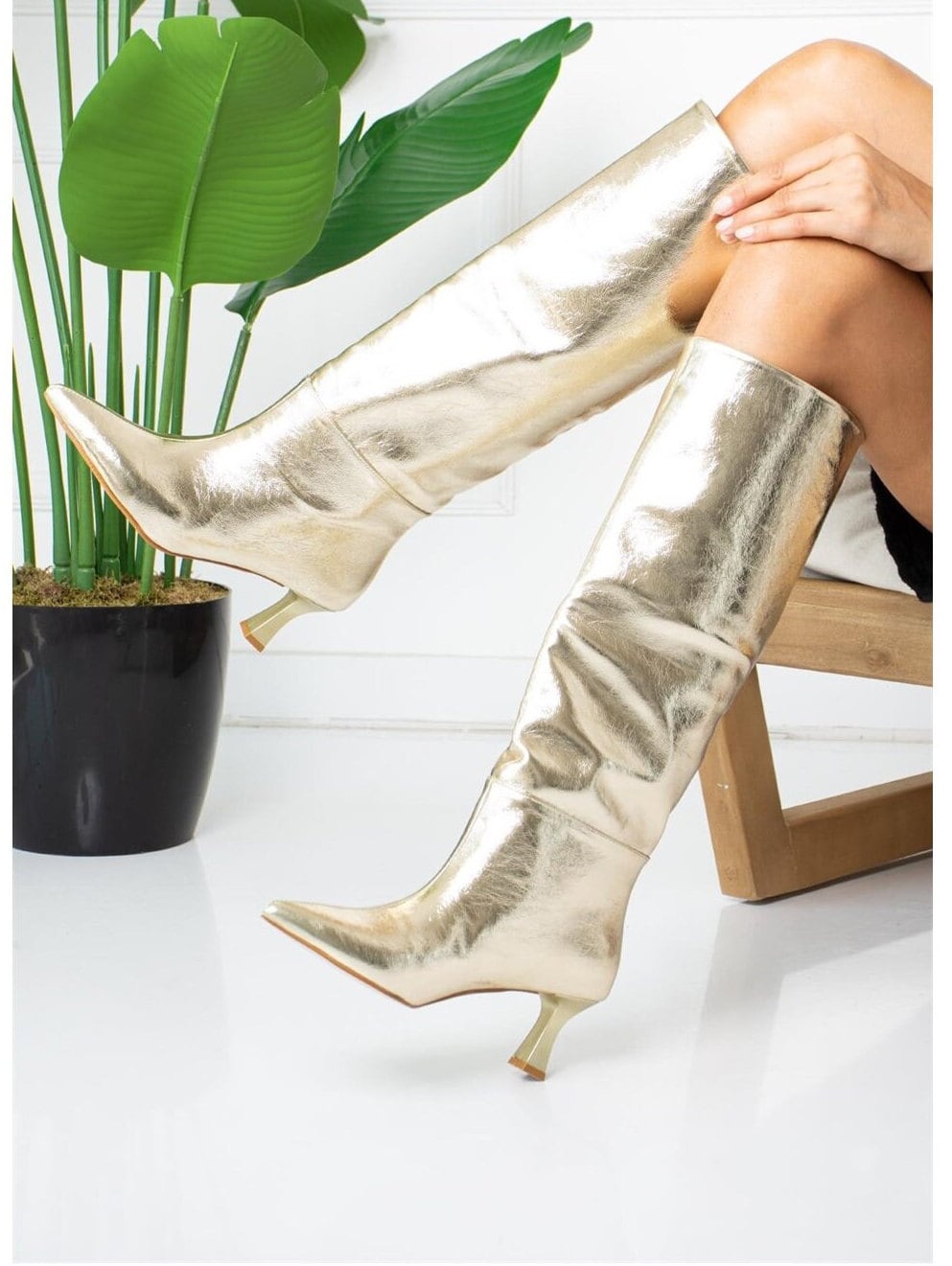 Women Gold Mirror Boot,long Boot,wedding Boot,wedding Bootie,christmas ...