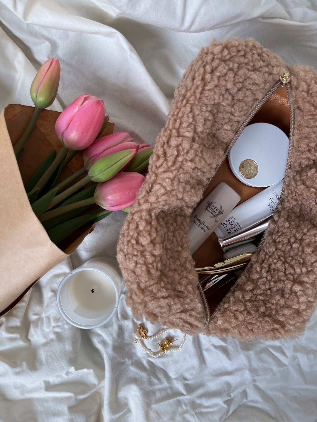 Teddy Makeup Bag Travel Pouch, Makeup Organizer, Skincare Bag, Toiletry ...