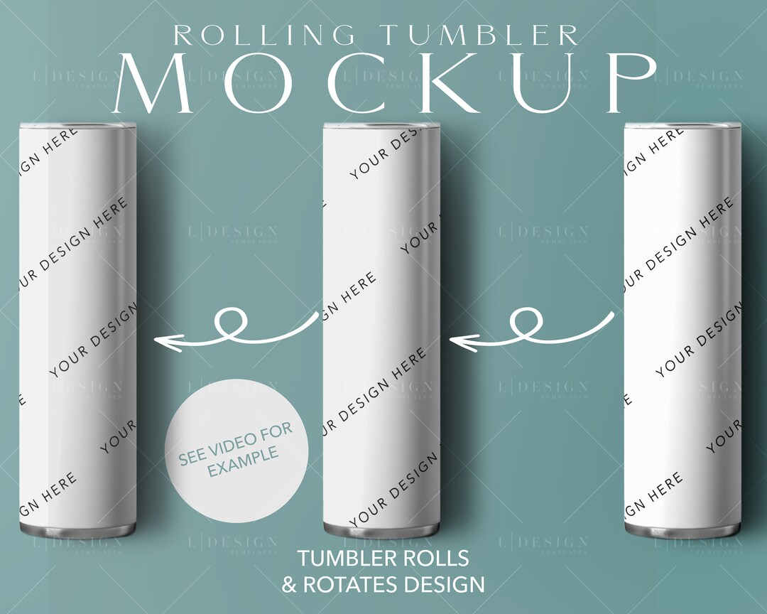 Rolling and Rotating Tumbler Photoshop Mockup, 20oz Skinny Tumbler Wrap ...