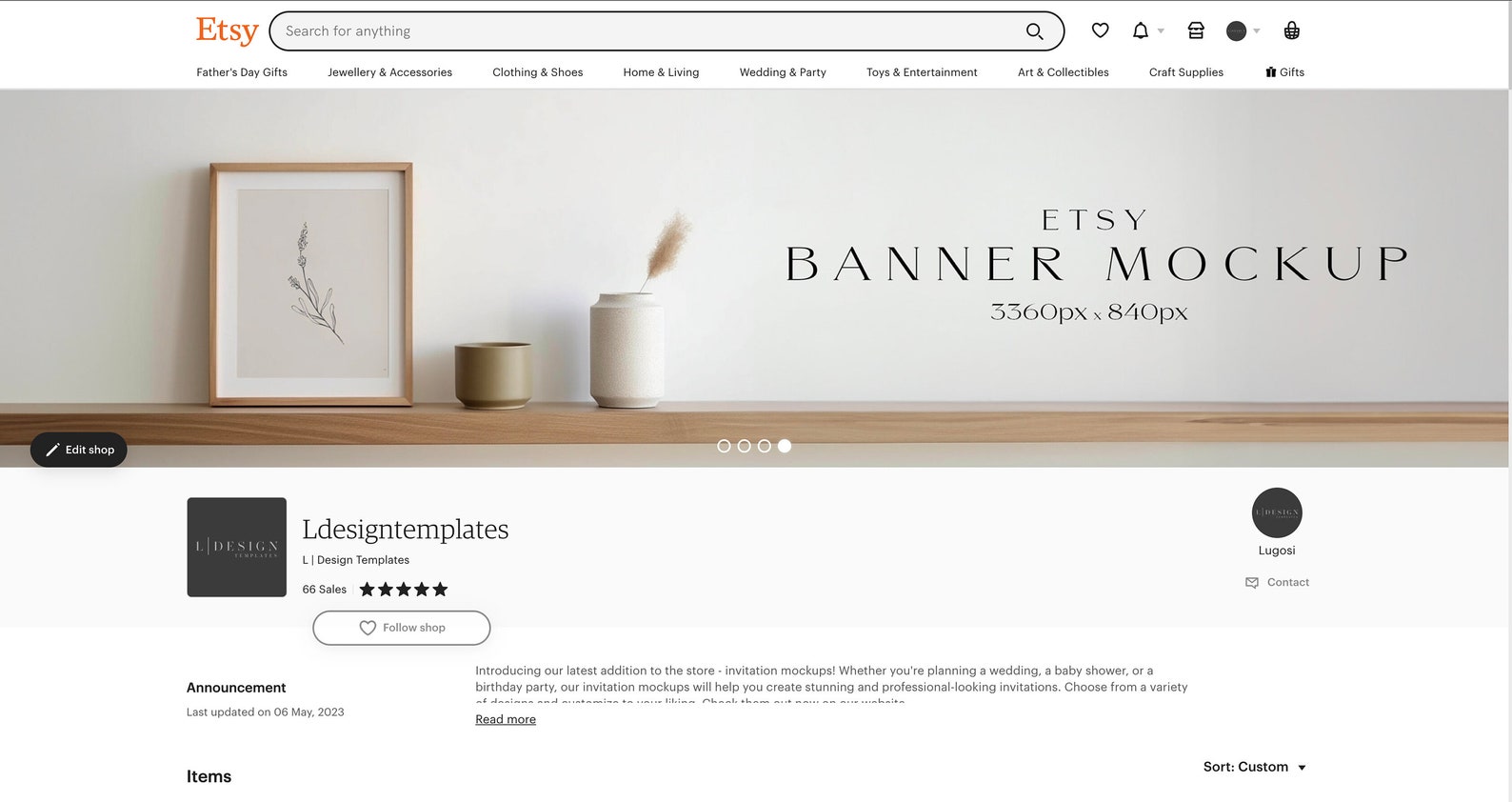 Etsy Shop Banner Mockup, Minimalist Cover Image Banner Display, Etsy ...