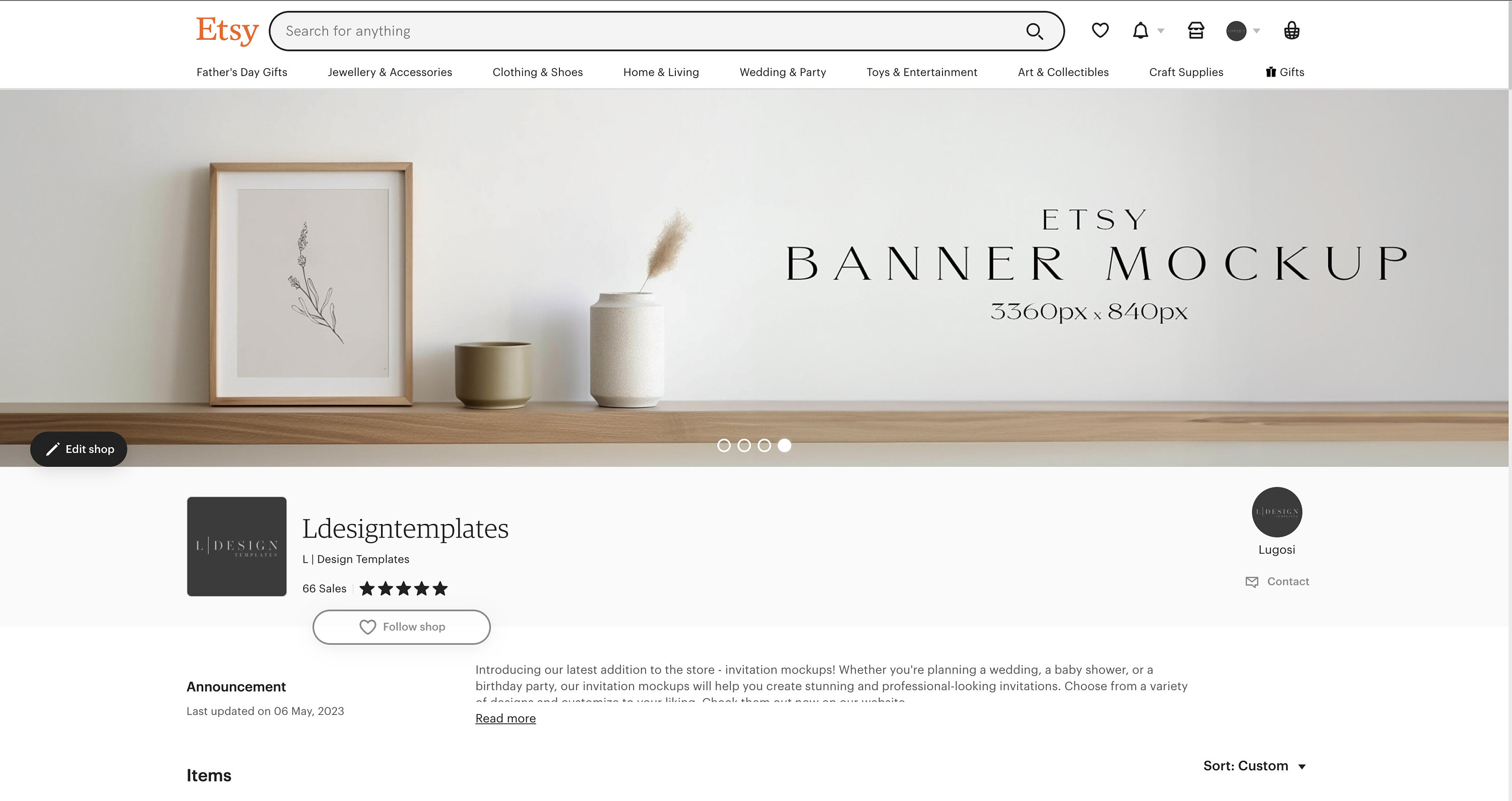 Etsy Shop Banner Mockup, Minimalist Cover Image Banner Display, Etsy ...