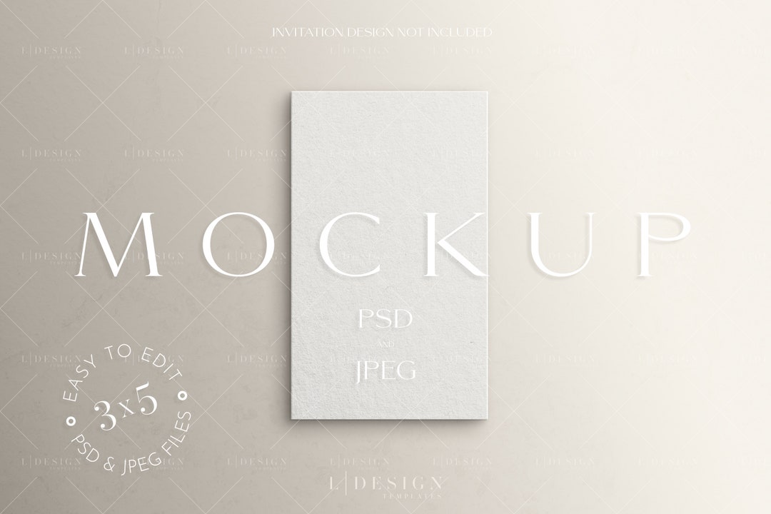 White 3x5 Wedding Invitation Mockup, Minimalist Greeting Card Mockup ...