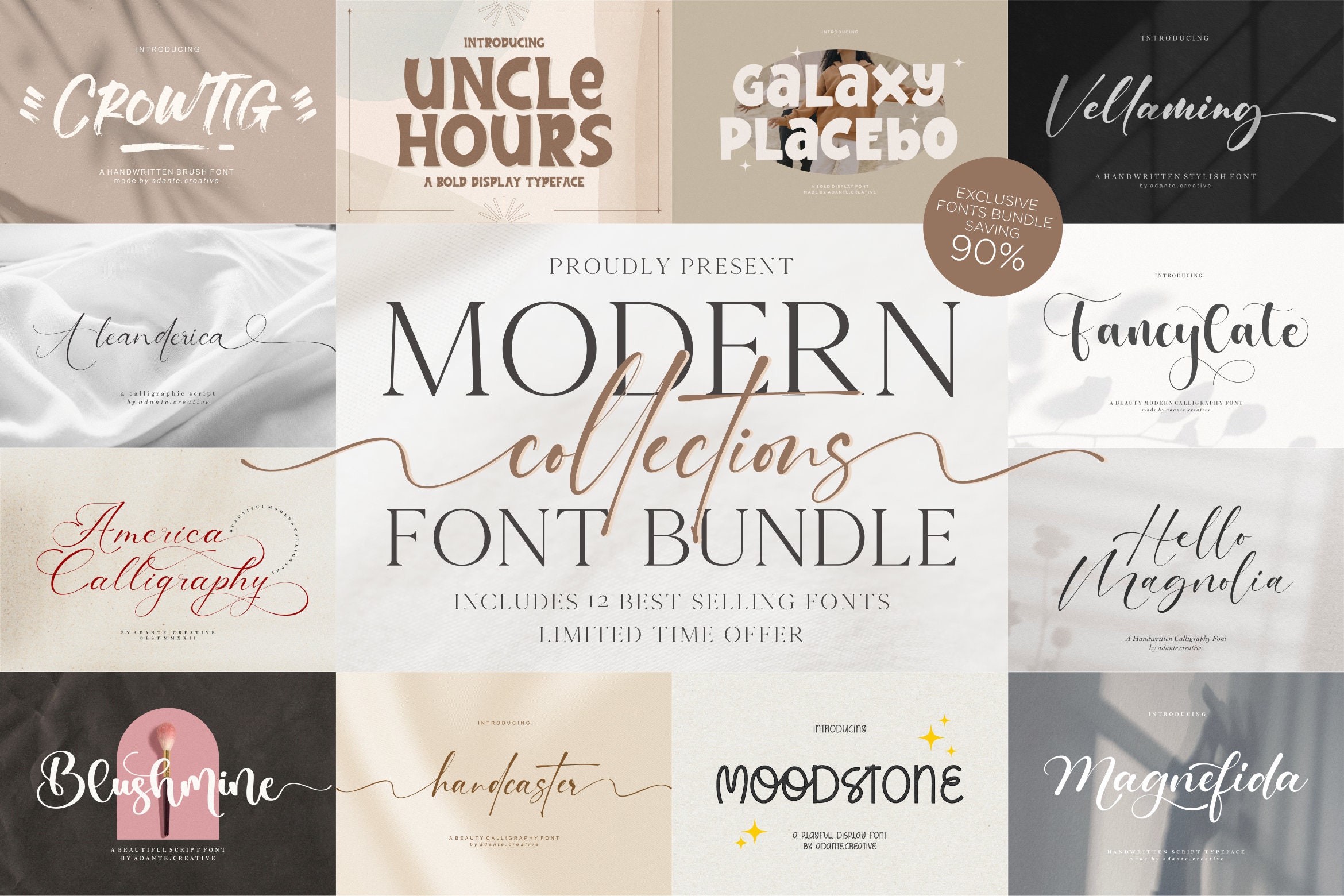 Modern Collections Font Bundle Cricut Fonts Canva Fonts - Etsy