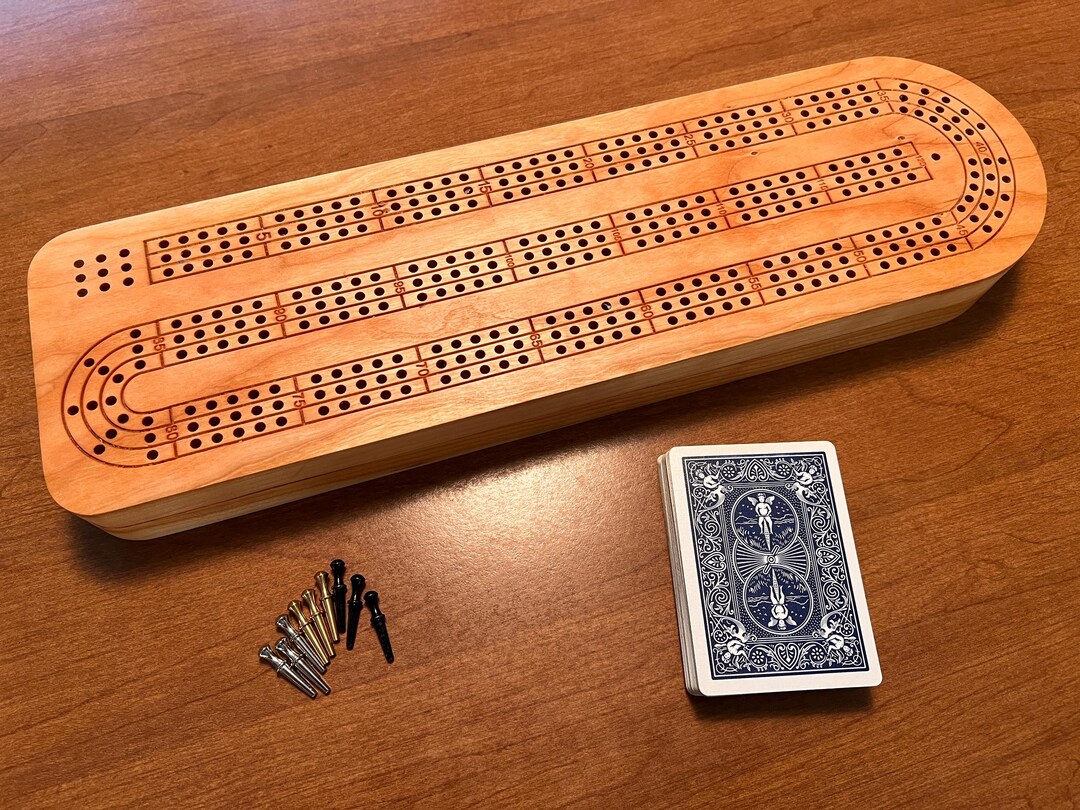 Cribbage Board With 9 Metal Pegs and Cards - Etsy