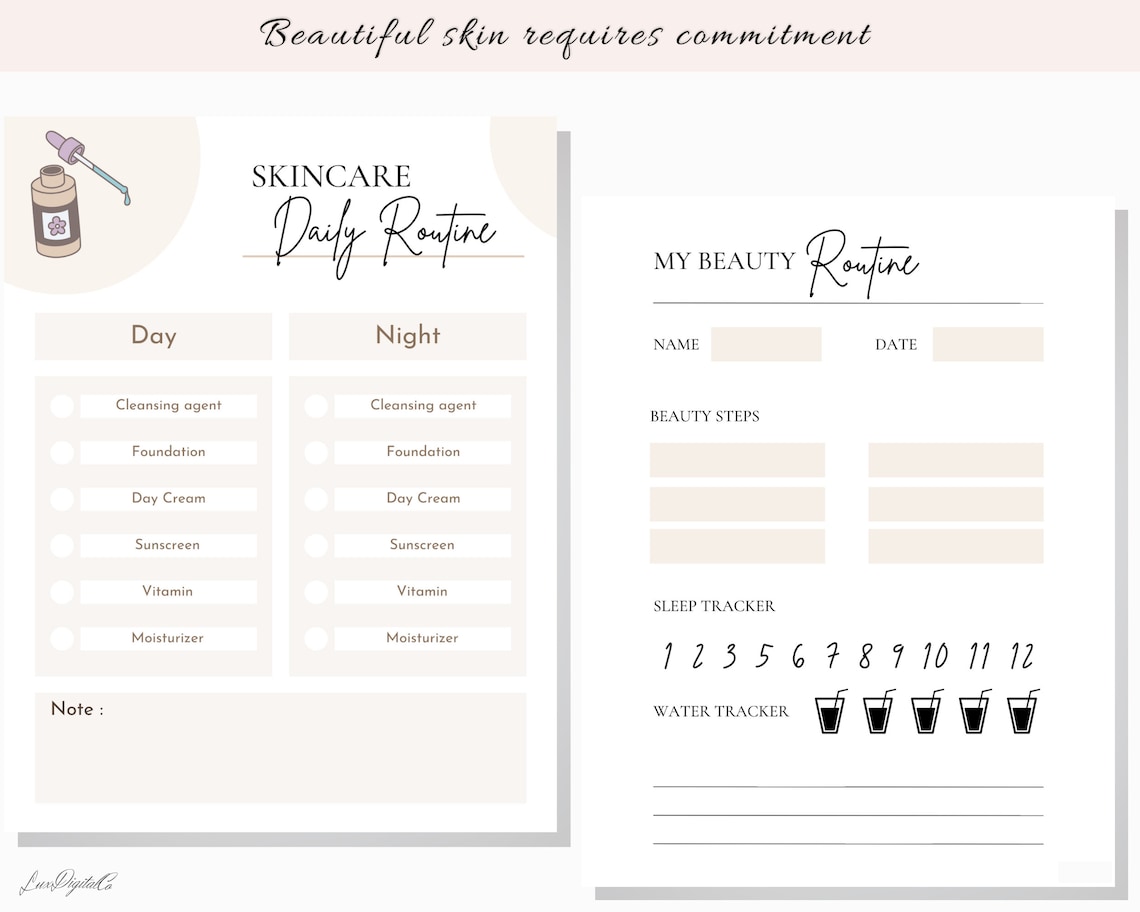 Printable Skincare Diary, Beauty Planner, Daily Skincare Journal ...