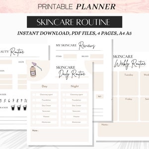 Printable Skincare Diary, Beauty Planner, Daily Skincare Journal, Printable Beauty Regime ...