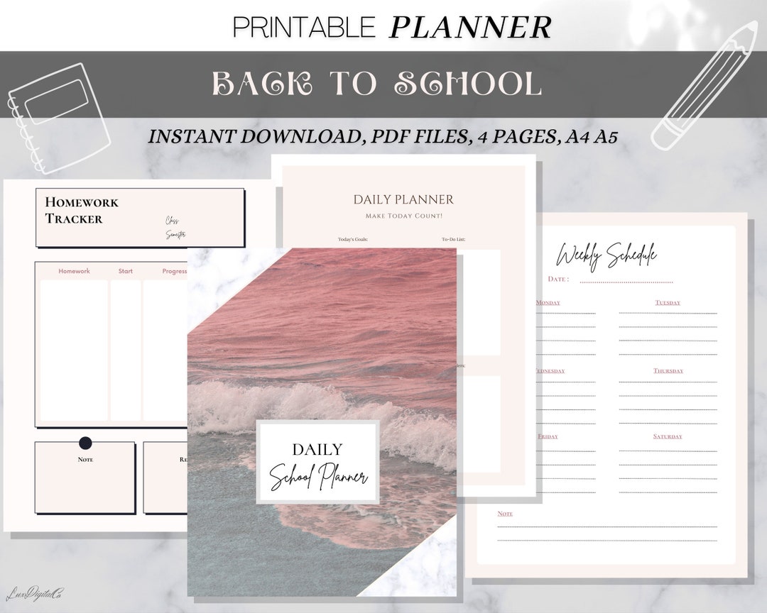BACK TO SCHOOL Printable Planner, Weekly School Schedule Printable ...