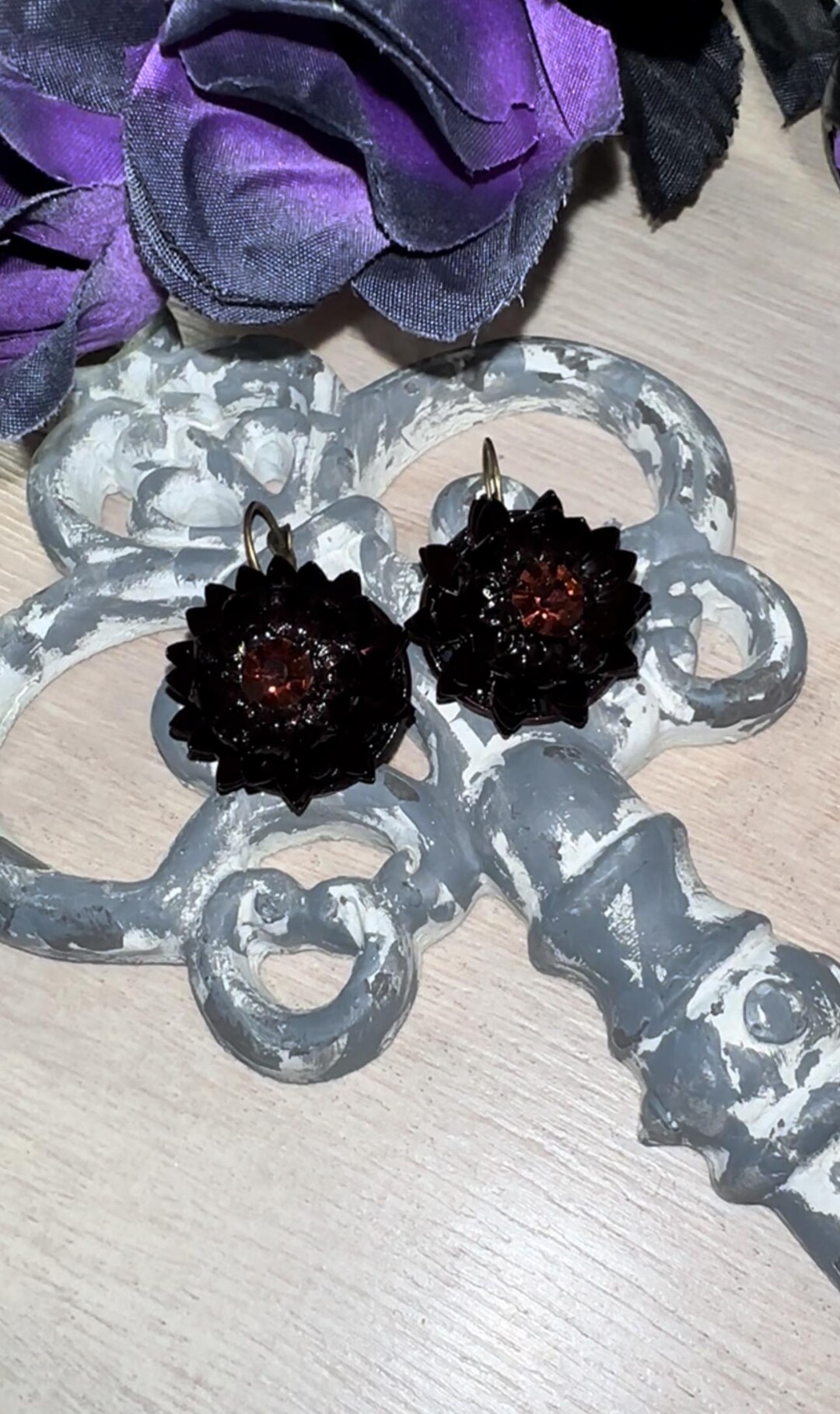The Black Dahlias Earrings*handmade*whimsygoth*gothic*wednesday Addams ...