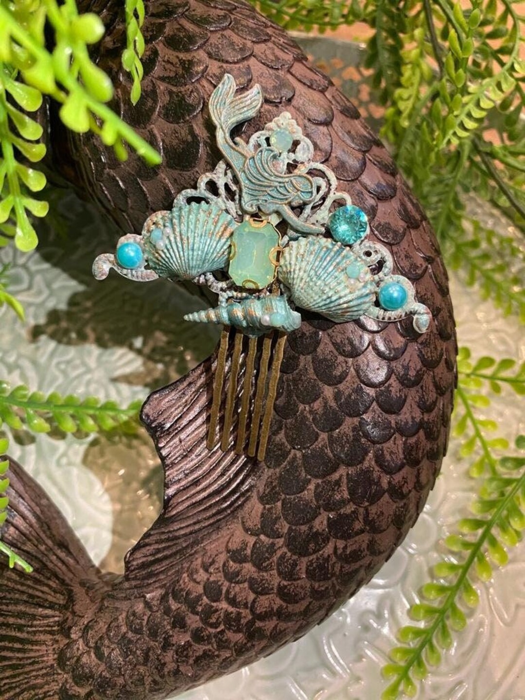 Hair Comb "thetis" Vintage Haircomb*mermaid Hair Accessories*handmade ...