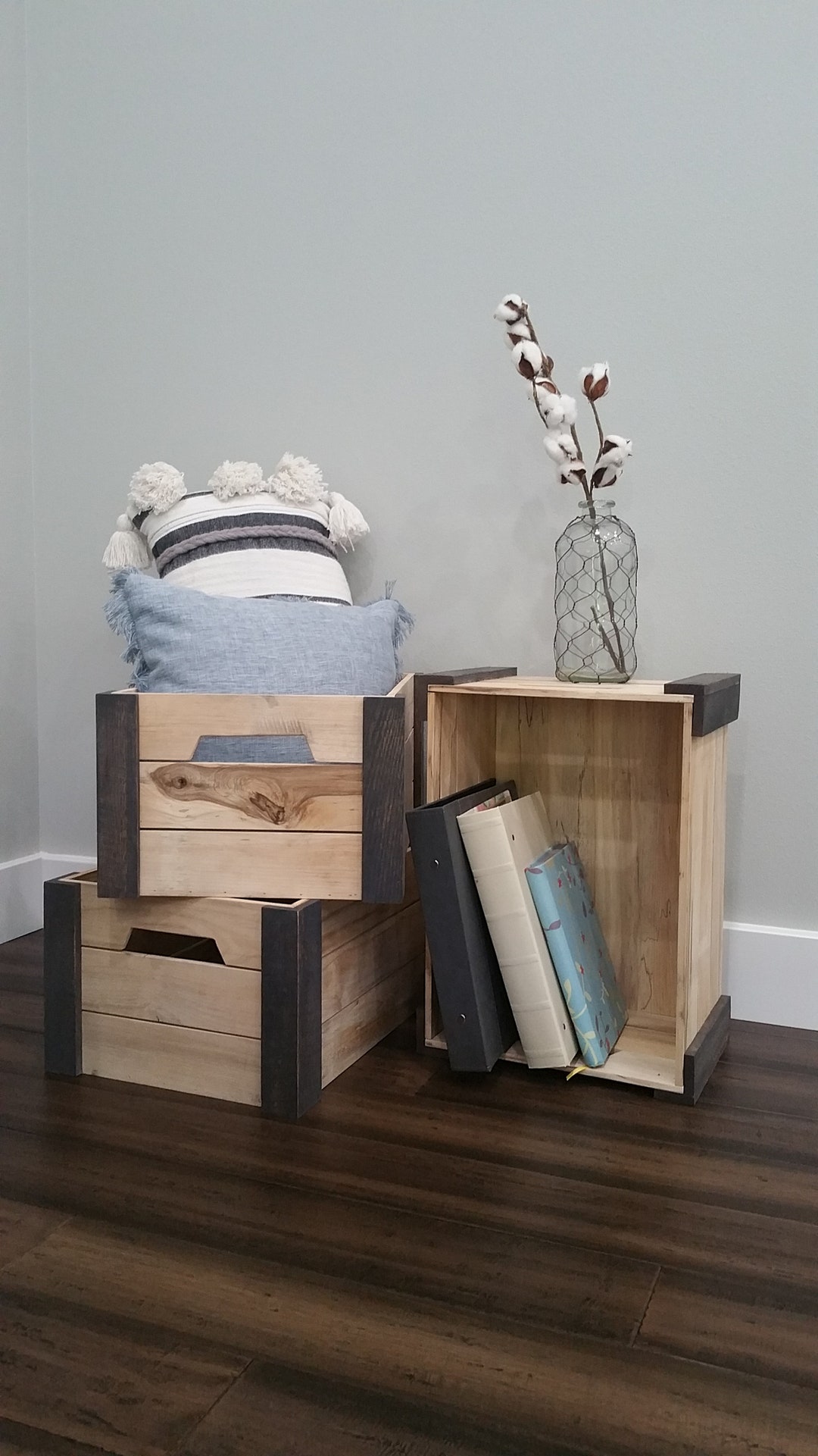 Large Rustic Wooden Crate Solid Bottom Specialty Hardwood 10x15x20 Home ...