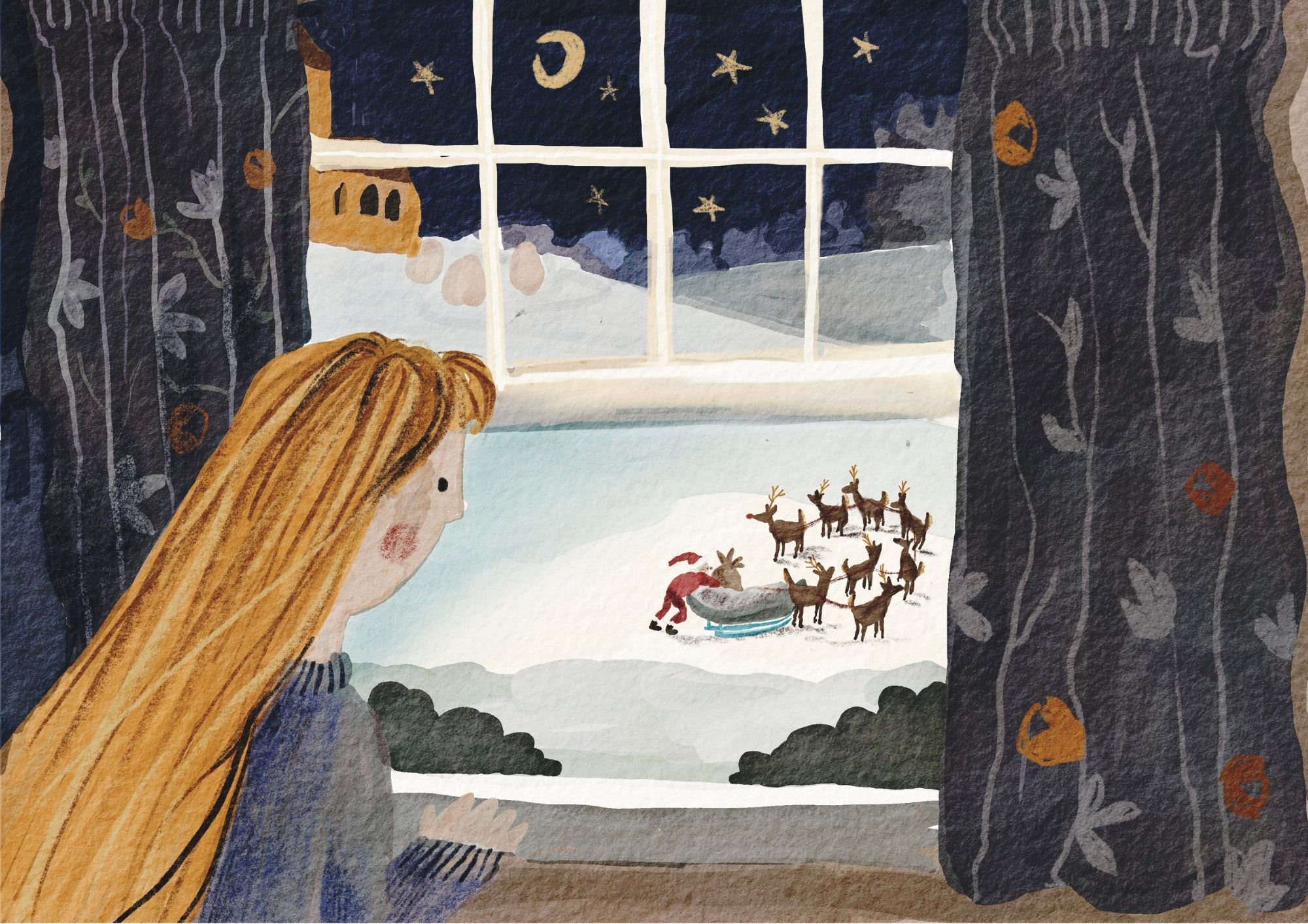 Cosy Christmas Eve Art Print. Christmas Decor, or Print for Kids Room ...