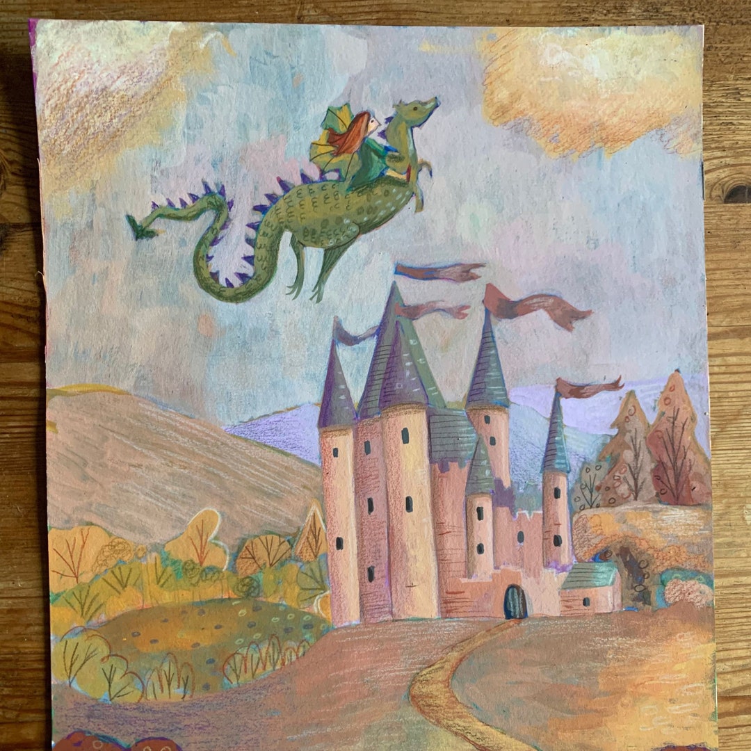 Whimsical Art Print of a Children's Fairytale Painting, Girl With a ...