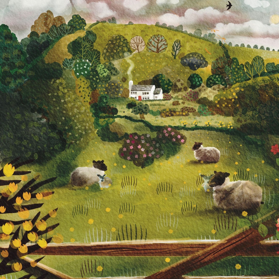 English Country Cottage Art Print Cosy Art Print of a - Etsy