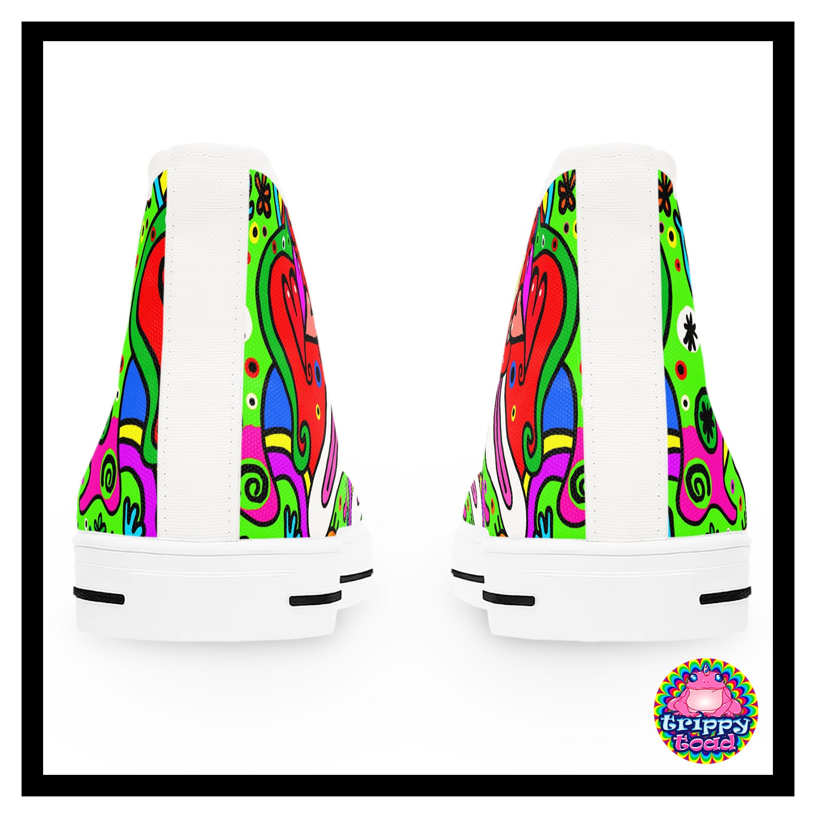 TRIPPY TOAD Shoes No.7 High Top Custom Canvas Sneakers Colorful Neon ...