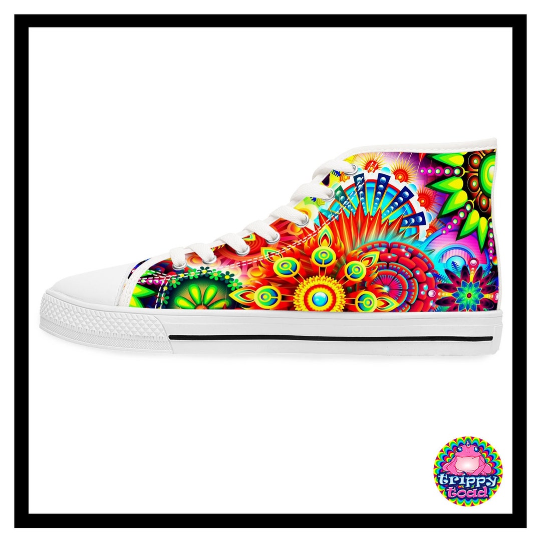 TRIPPY TOAD Shoes No.4 High Top Custom Canvas Sneakers Colorful Neon ...