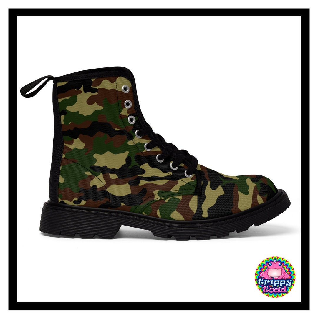 TRIPPY TOAD Shoes No.13 Custom Army Military Combat Canvas Boots Seal ...