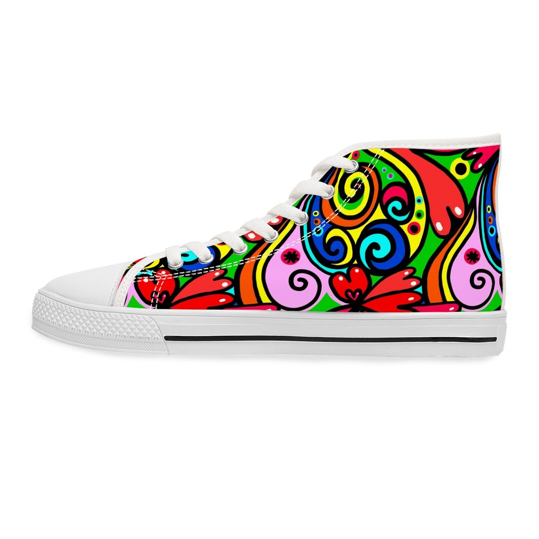TRIPPY TOAD Shoes No.5 High Top Custom Canvas Sneakers Colorful Neon ...