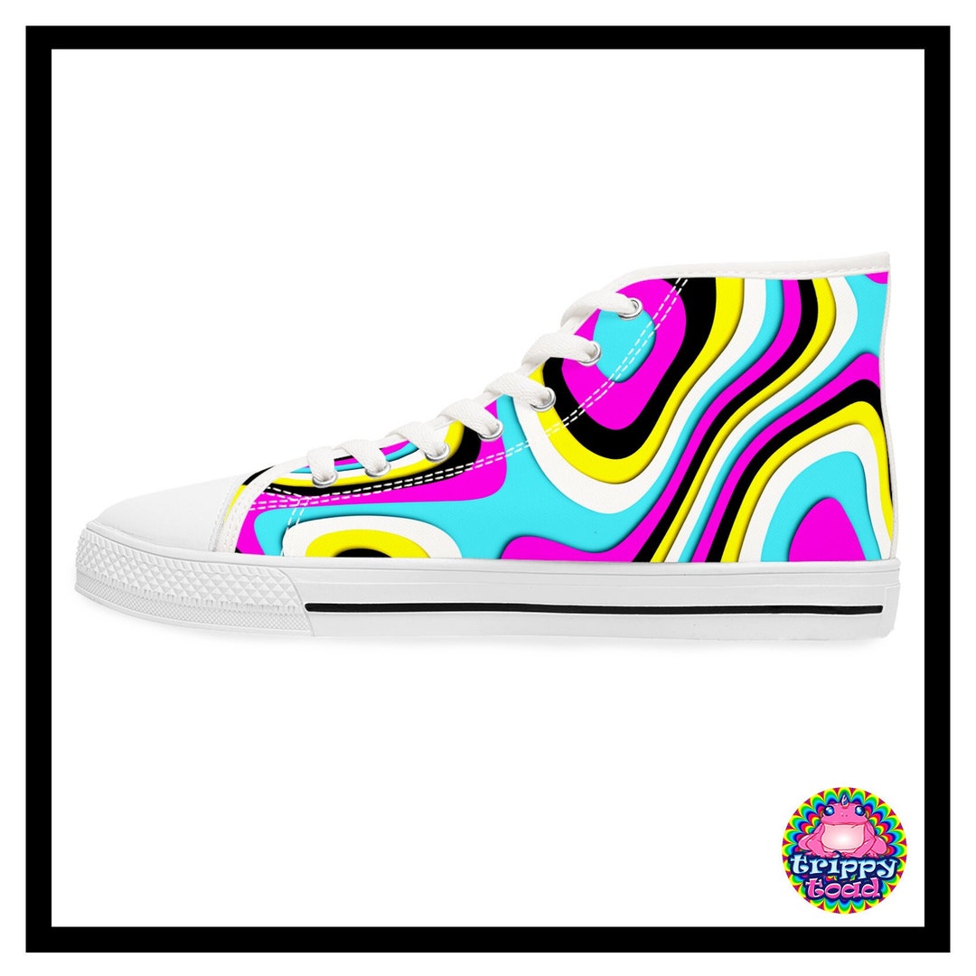TRIPPY TOAD Shoes No.9 High Top Custom Canvas Sneakers Colorful Neon ...