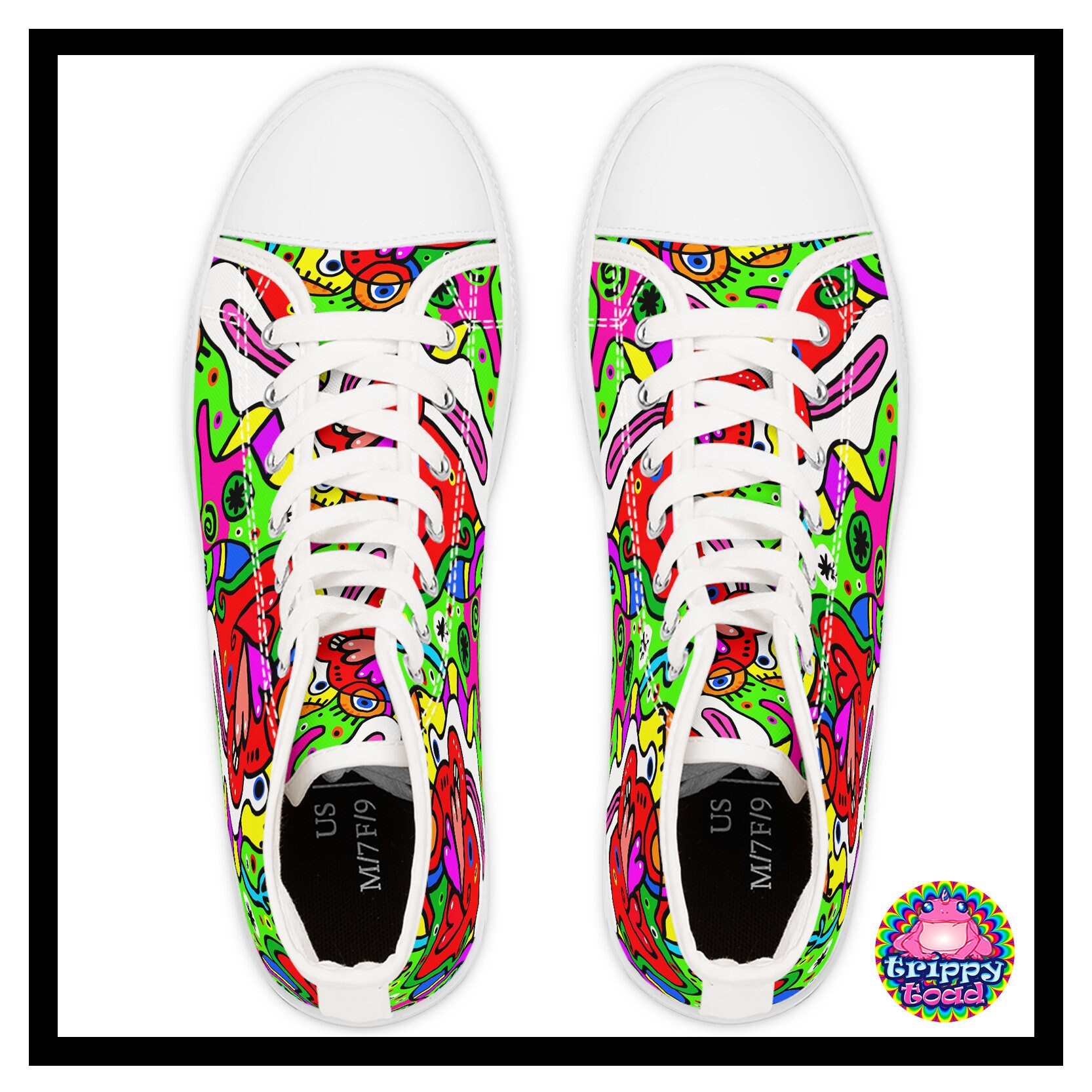 TRIPPY TOAD Shoes No.7 High Top Custom Canvas Sneakers Colorful Neon ...