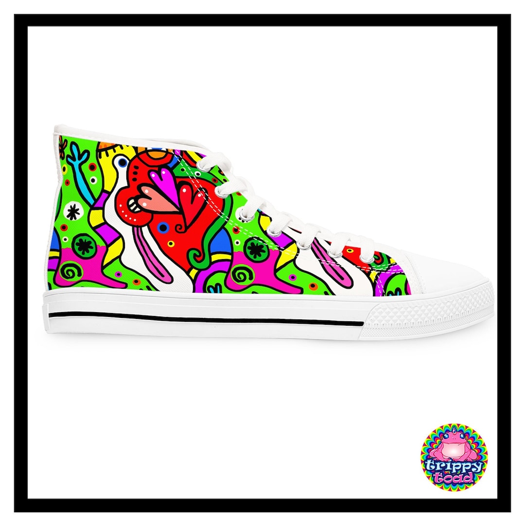 TRIPPY TOAD Shoes No.7 High Top Custom Canvas Sneakers Colorful Neon ...