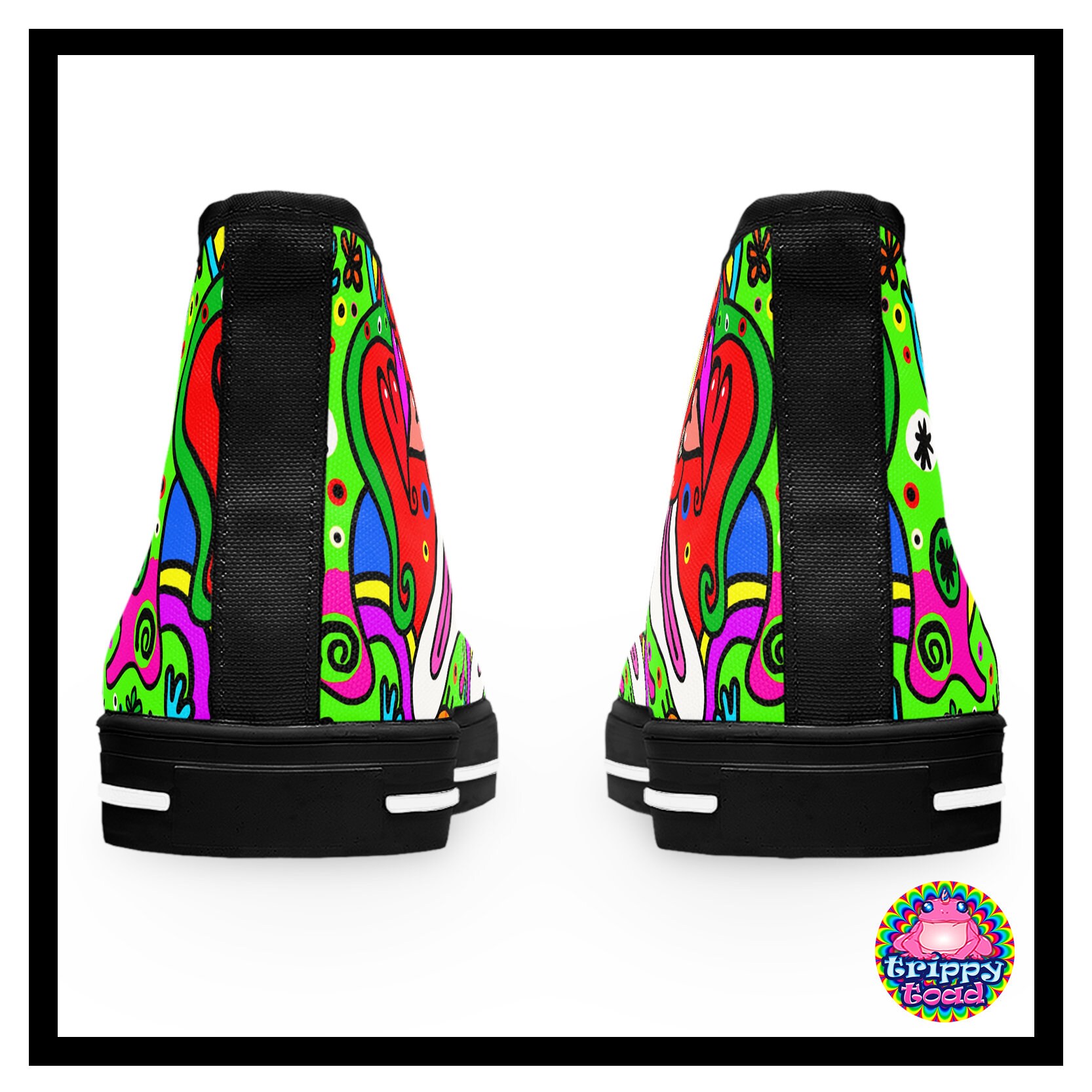 TRIPPY TOAD Shoes No.7 High Top Custom Canvas Sneakers Colorful Neon ...