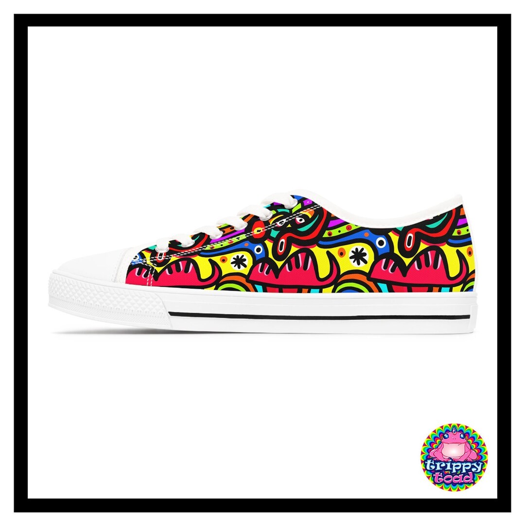 TRIPPY TOAD Shoes No.6 Low Top Custom Canvas Sneakers Colorful - Etsy
