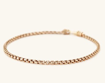 Rose Gold Round Box Chain Bracelet - Etsy