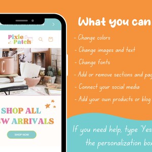 Pixie Patch Shopify Theme Template Cute Shopify Template Pastel Colorful Website Website Design ...