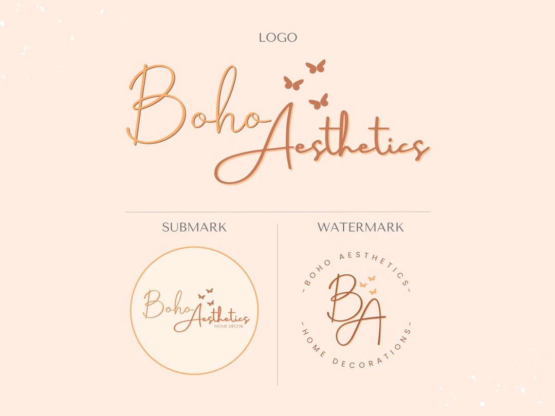 Boho Logo Business Logo Design Colorful Logo Small Business Modern ...