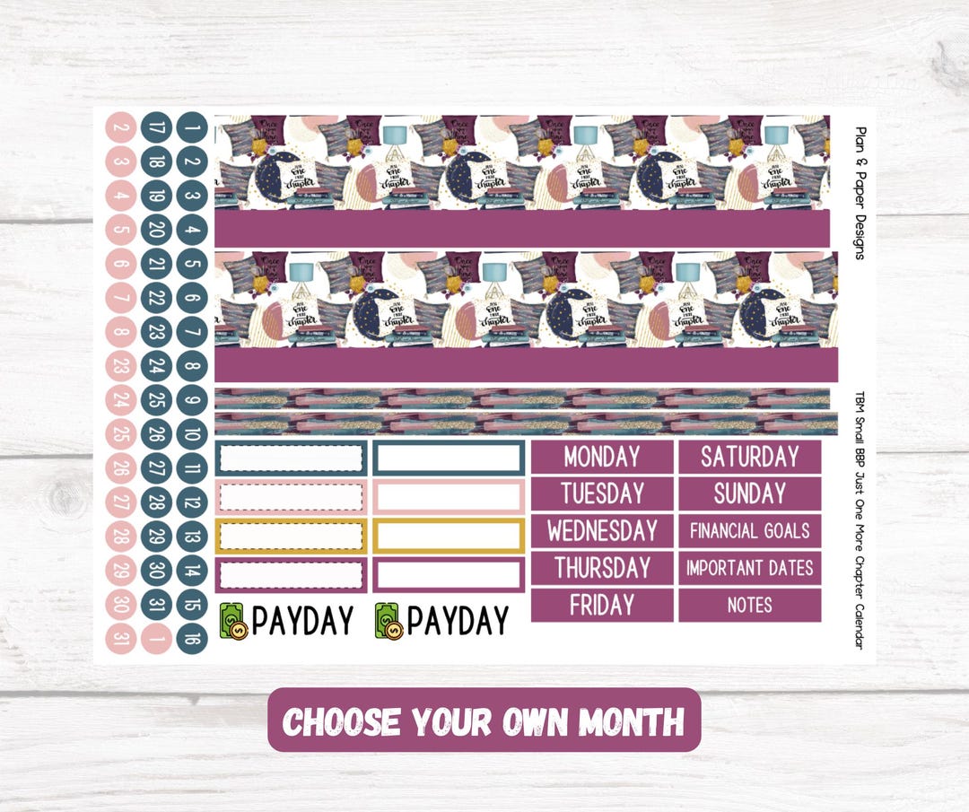 TBM Budget by Paycheck Small Calendar just One More Chapter the Budget ...