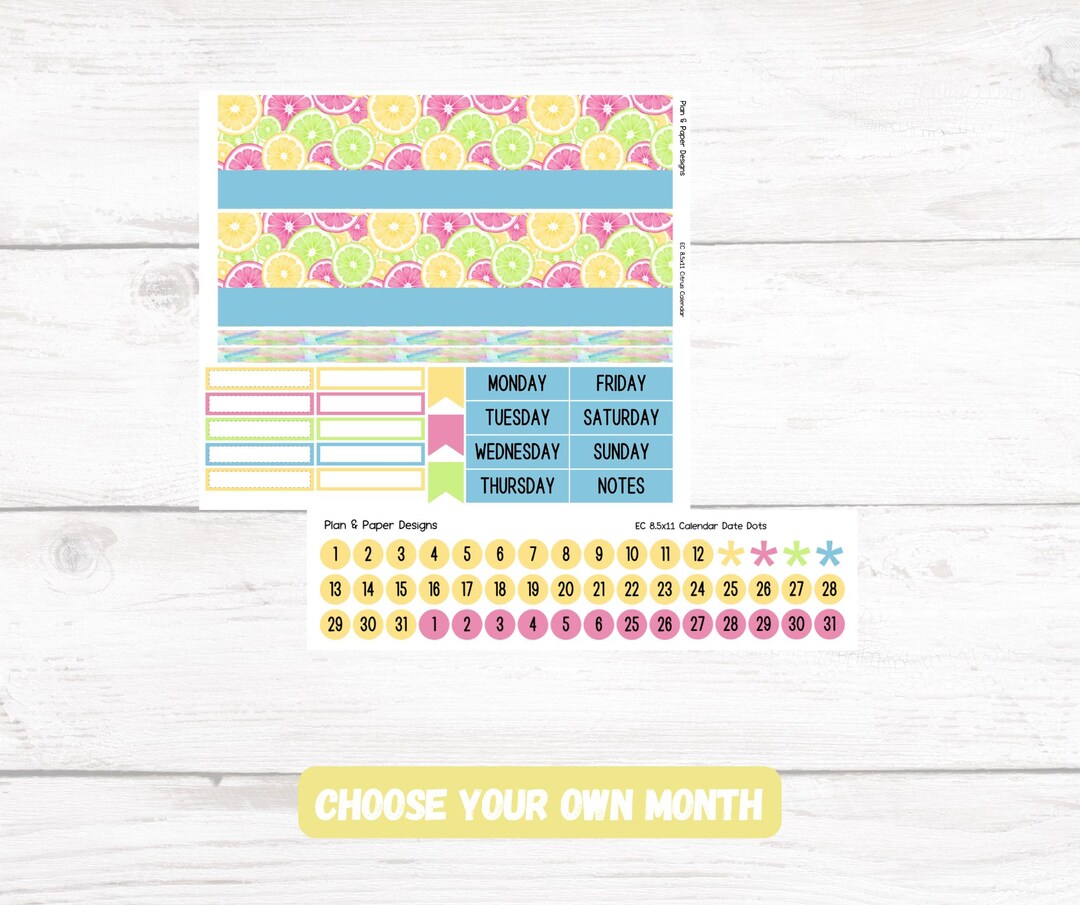EC 8.5x11 Calendar citrus Create Your Own Month Erin Condren Monthly ...