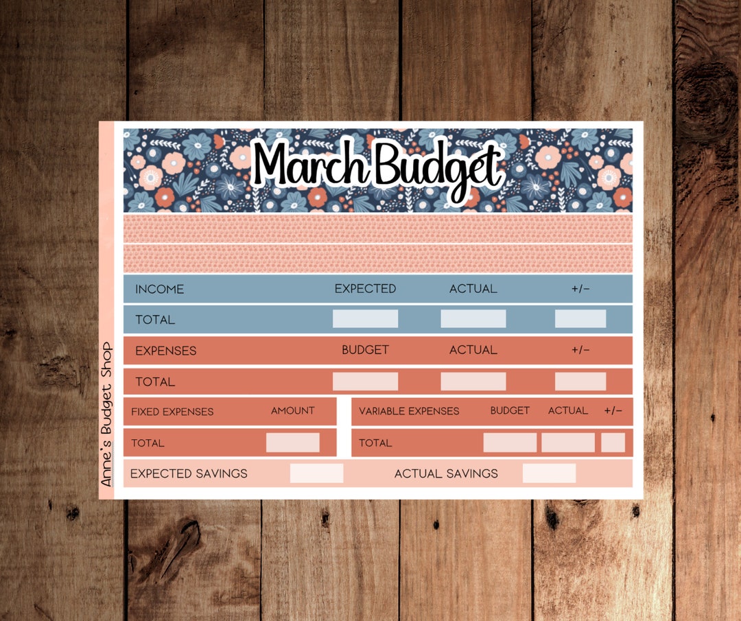7x9 BK06 March Monthly Budget Planner Sticker Kit, Erin Condren Monthly ...