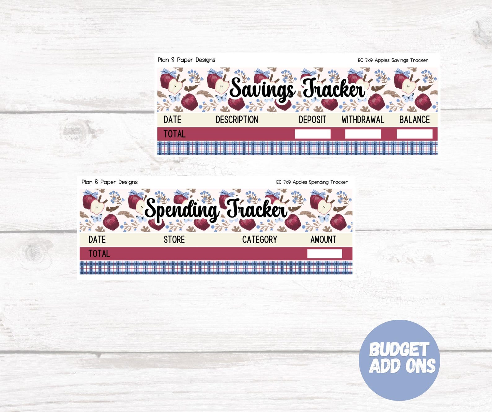 EC 7x9 Budget Add Ons apples Erin Condren Monthly Planner Stickers Kit, EC Budget Stickers ...