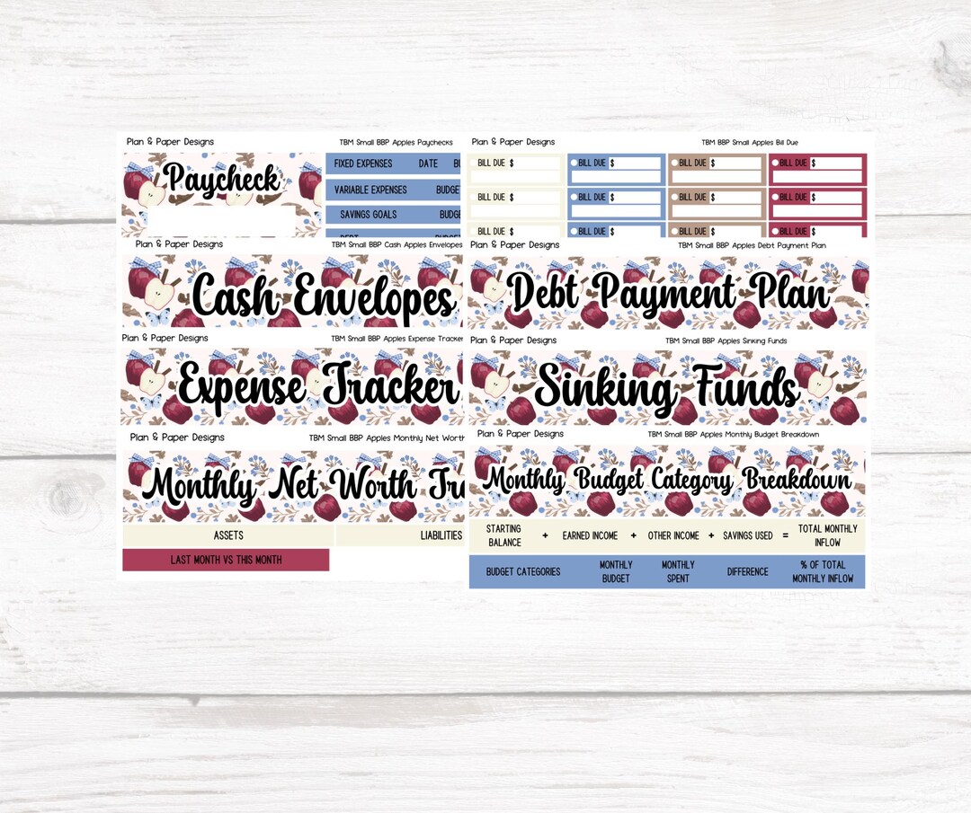 TBM Budget by Paycheck Small "apples" the Budget Mom, Monthly Sticker ...